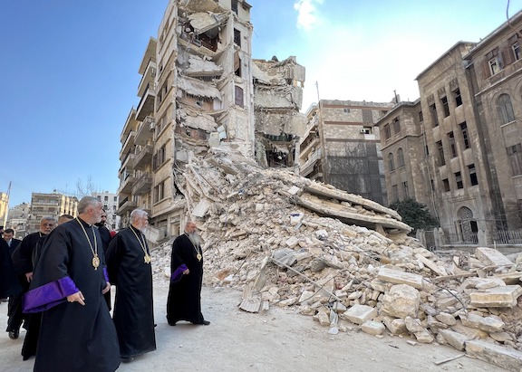 Aram I Assesses Earthquake Damage in Aleppo - Asbarez.com